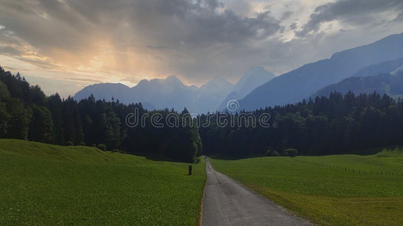 Wonderful Sunset in the Austrian Alps Stock Image - Image of golf, tree ...