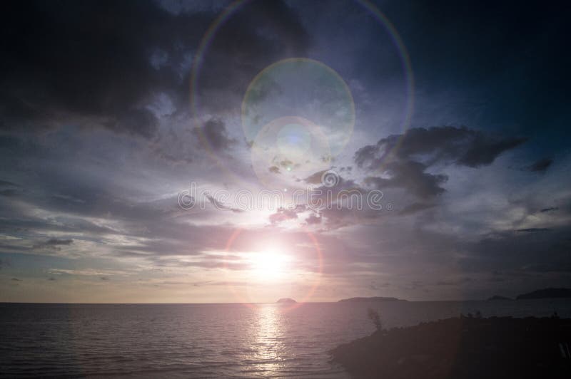 Wonderful Sunset at Beach Located in Borneo, Malaysia Stock Image ...