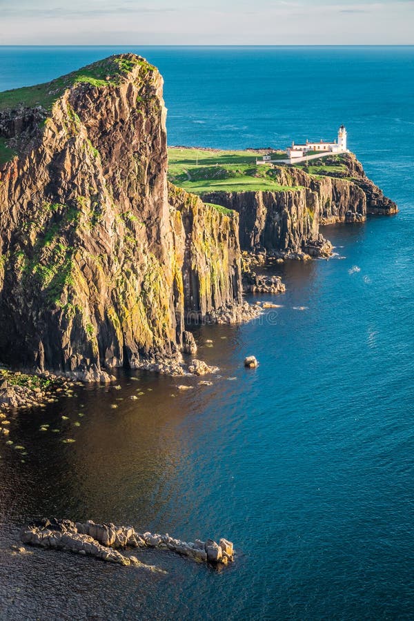 Wonderful Sunset at the Neist Point Lighthouse, Scotland Stock Image ...