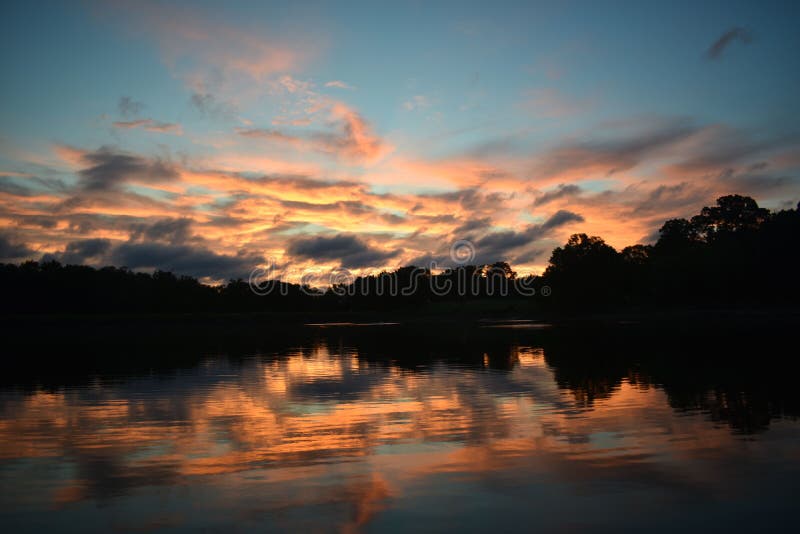 Wonderful Sunset Over the Calm Lake Stock Image - Image of natural ...