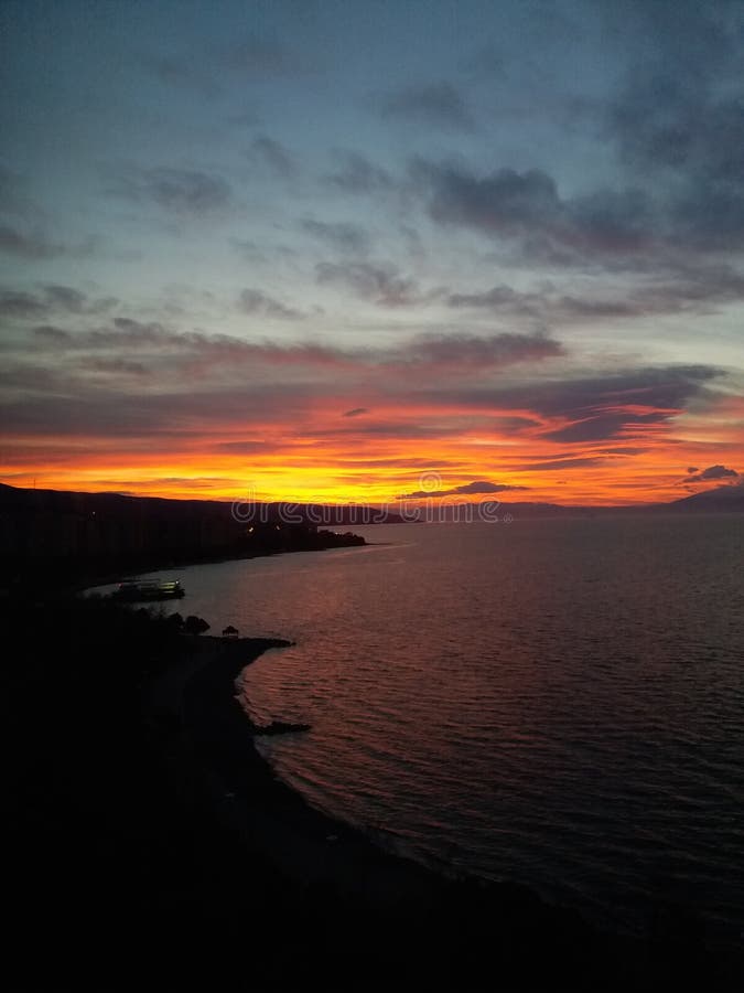 Wonderful Sunset on the Sea Red Sun Stock Photo - Image of sunset ...