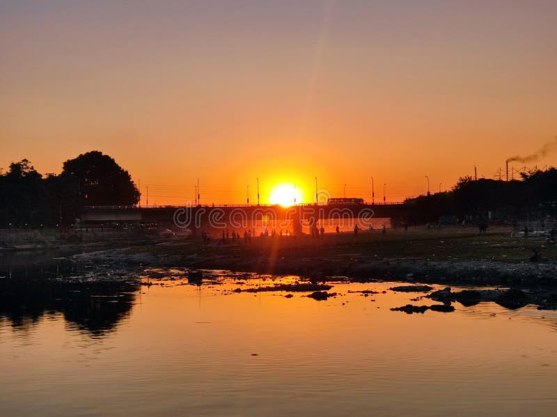 Wonderful Sunset View on the Mahananda River at Siliguri. Stock Photo - Image of sunset ...
