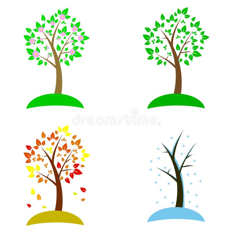 A Wonderful Tree Concept In Different Seasons On A Stock Vector ...