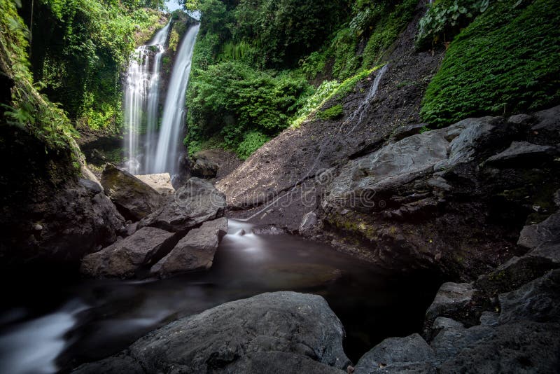 Wonderful View of Aling Aling Waterfall at Bali Stock Photo - Image of ...