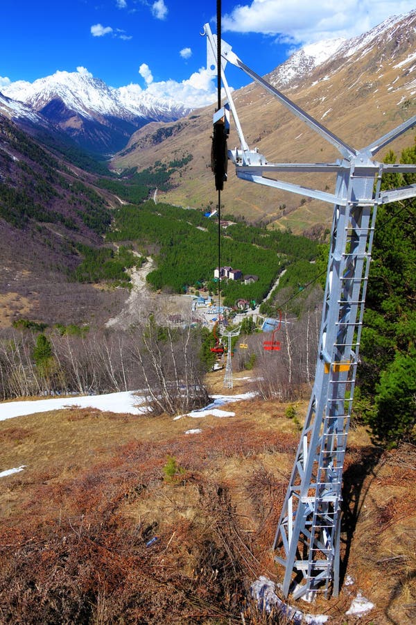 Wonderful View of the Cableway in the Mountains. Stock Image - Image of ...
