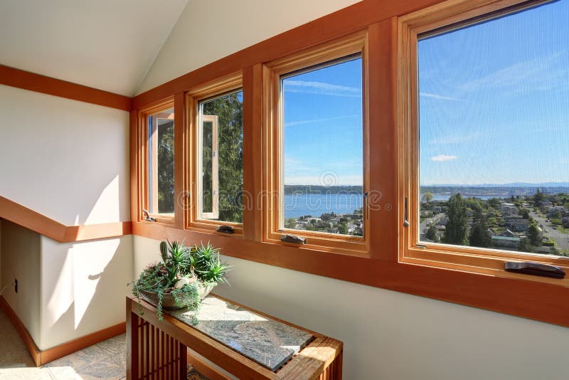 Wonderful View of Lake from Windows. Stock Image - Image of house ...