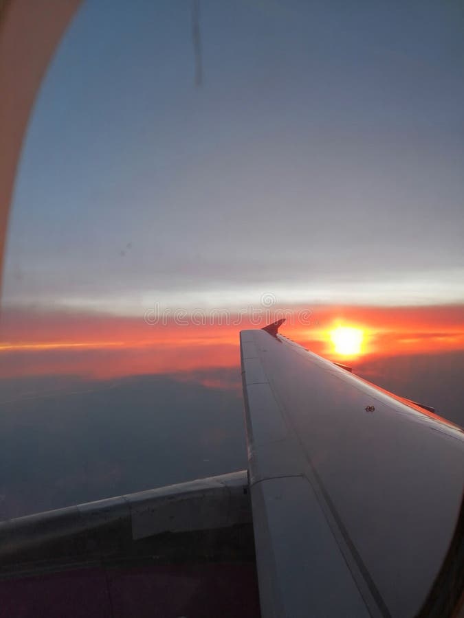 The Wonderful View of Sunset Stock Photo - Image of airplane, view ...