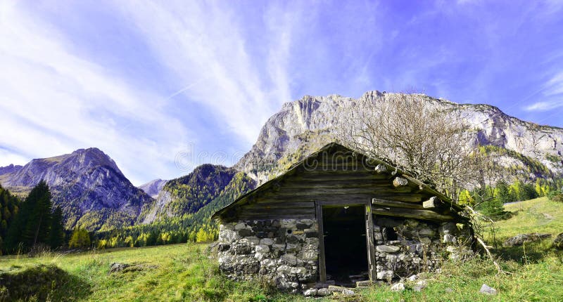 A Small Shack in the High Mountains Stock Photo - Image of aspen ...