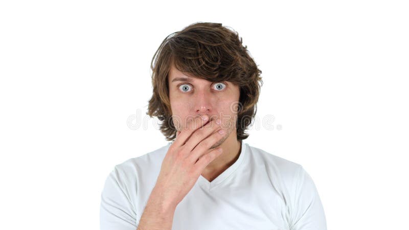 Wondering Man in Shock, White Background Stock Photo - Image of ...