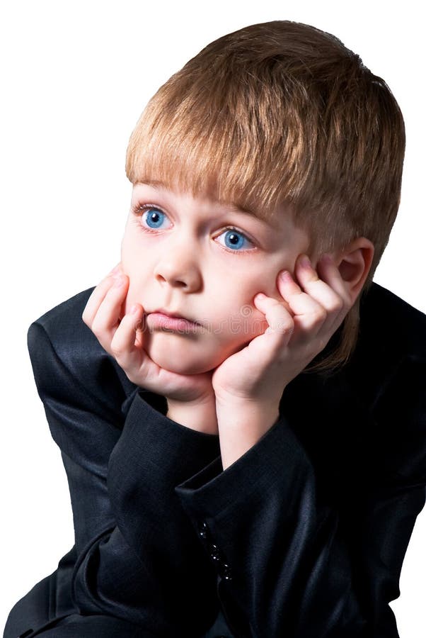 Seven Year Old Looking Over Shoulder Stock Image - Image of style ...