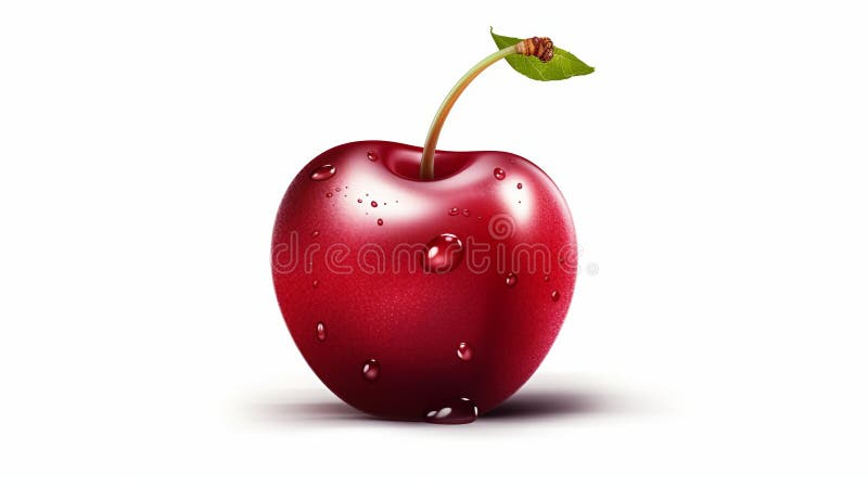 Wondrous Cartoon Illustration of a Cherry on a White Backgound ...