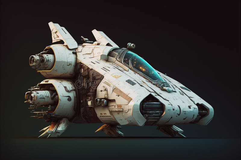 Wondrous Futuristic Small Sci-fi Space Racer with Engine for Space ...