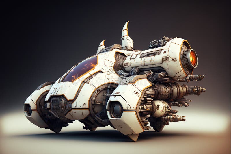 Wondrous Futuristic Small Sci-fi Space Racer with Engine for Space ...