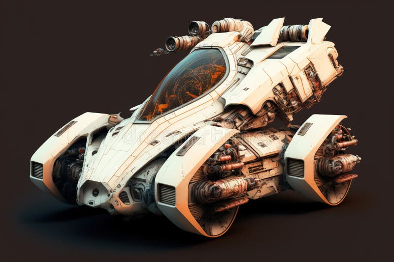 Wondrous Futuristic Small Sci-fi Space Racer with Engine for Space ...