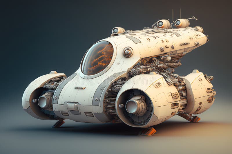 Wondrous Futuristic Small Sci-fi Space Racer with Engine for Space ...