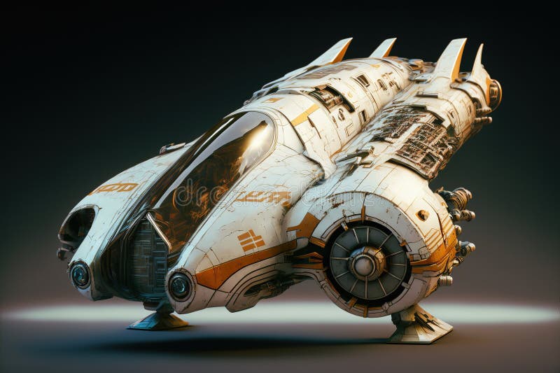Wondrous Futuristic Small Sci-fi Space Racer with Engine for Space ...