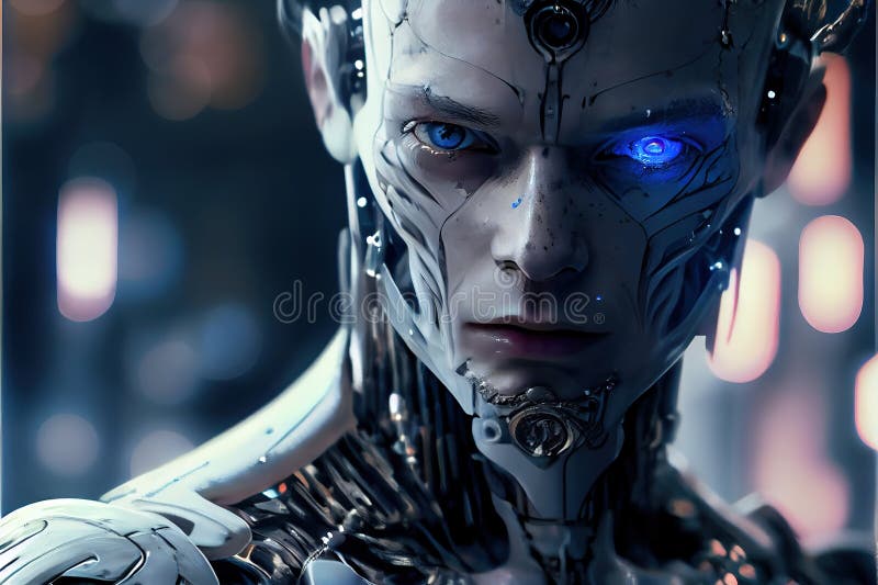 Wondrous Portrait of Artificial Intelligent Humanoid Robot in Skeleton ...