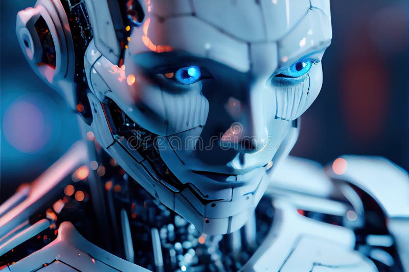 Wondrous Portrait of Artificial Intelligent Humanoid Robot in Skeleton ...
