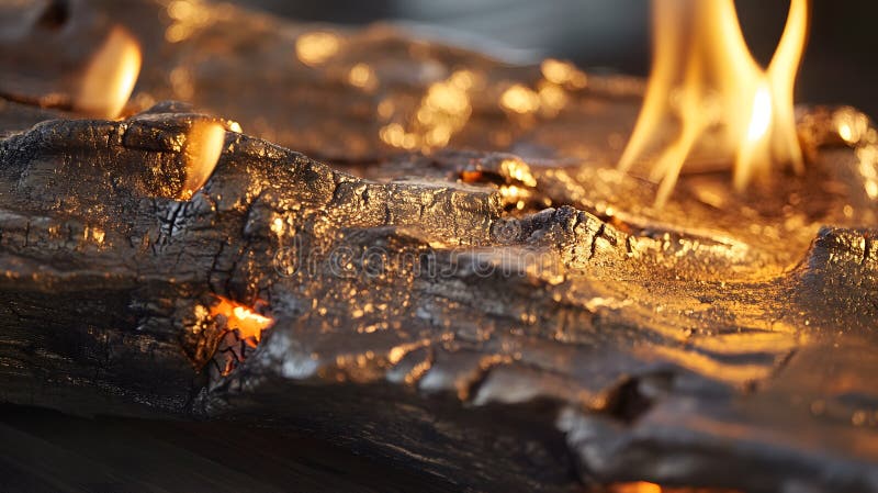 Wood Ablaze Captivating Slow-motion Fire, Close-up Stock Illustration ...