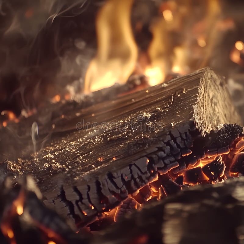 Wood Ablaze Captivating Slow-motion Fire, Close-up Stock Illustration ...