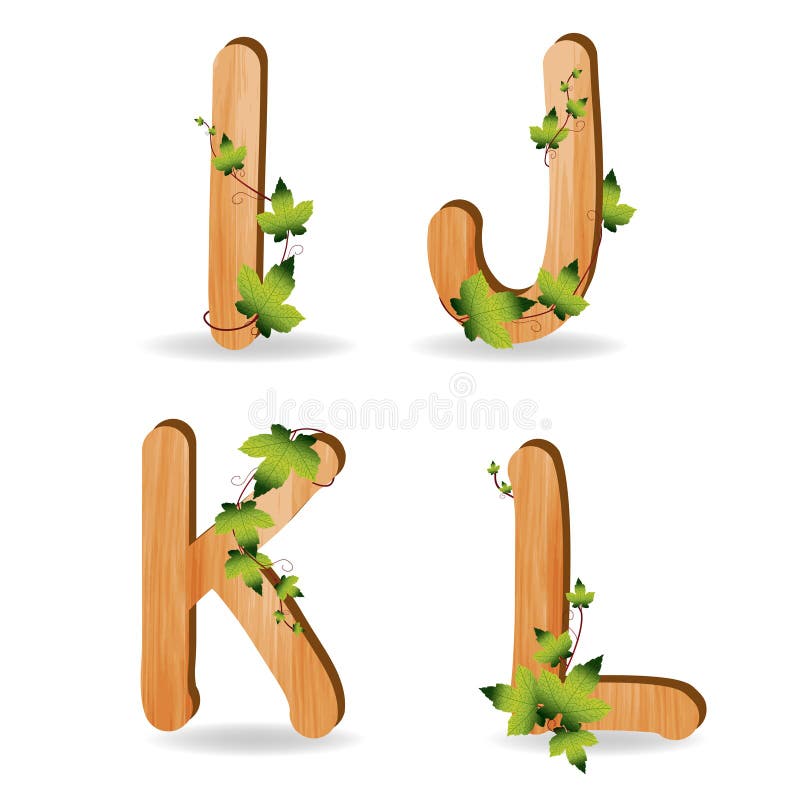 Wood Alphabet with Branch Green Leaves Stock Vector - Illustration of ...