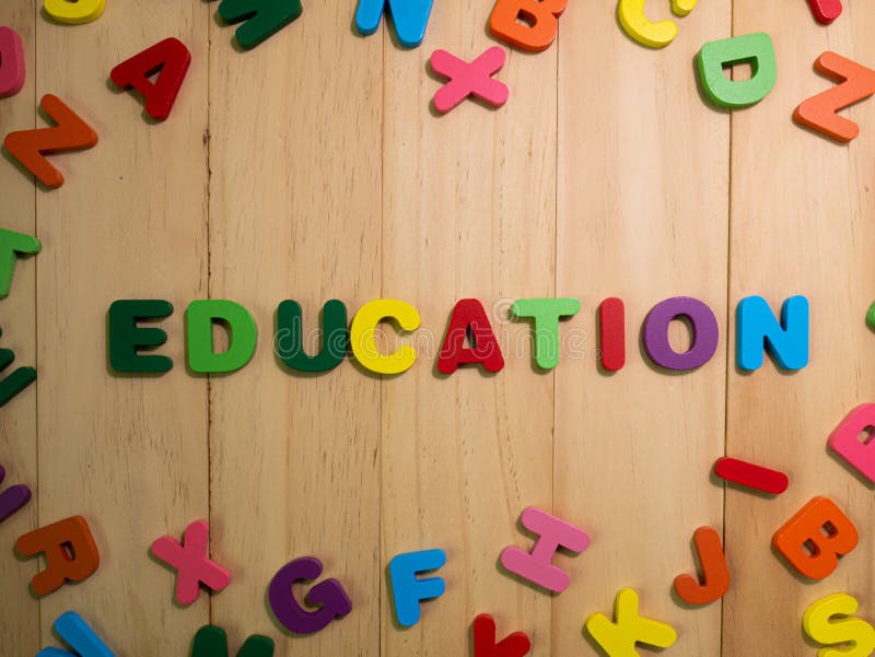 Wood Alphabet Multi Color on Table for Education or Kid Concept Stock ...