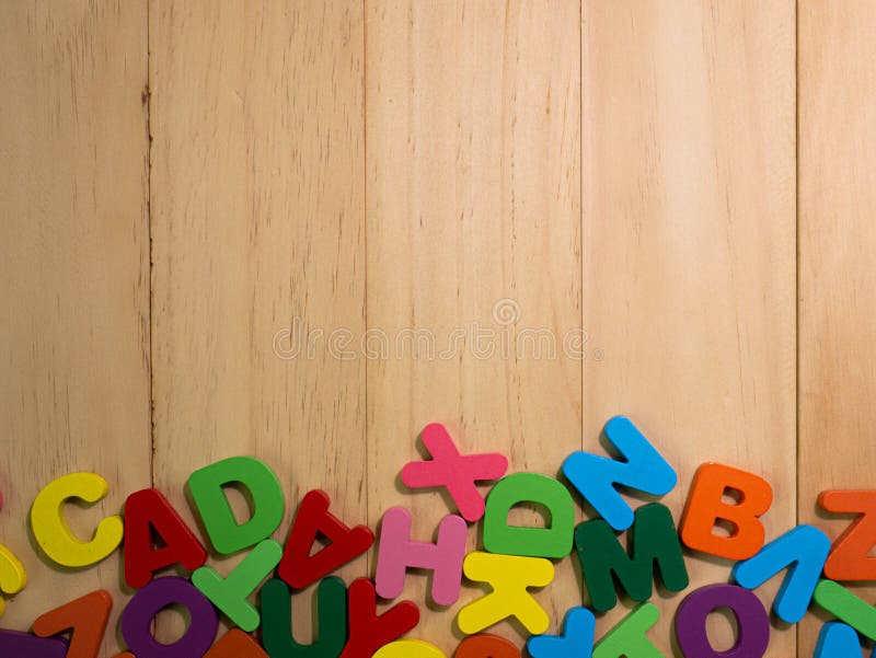 Wood Alphabet Multi Color on Table for Education or Kid Concept Stock ...