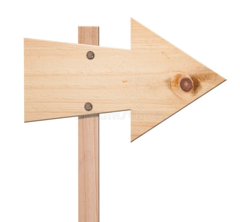 Wood arrow sign isolated, stock image. Image of information - 17962867