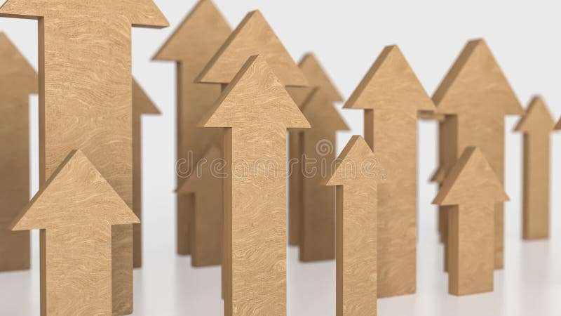 The Wood Arrow Up on White Background for Business Concept 3d Rendering ...