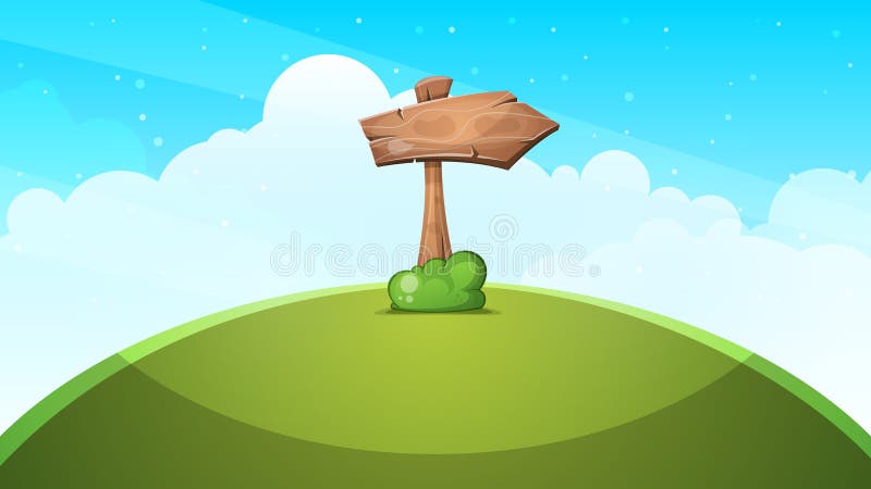 Wood Arrows Cartoon Landscape. Stock Vector - Illustration of panorama ...