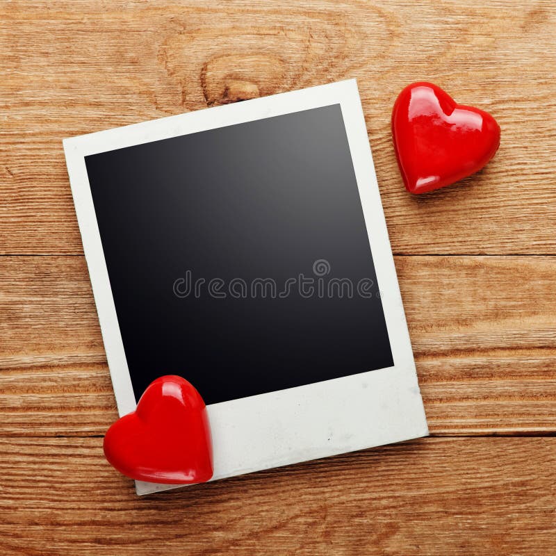 Wood Background with Instant Photo Stock Image - Image of natural ...