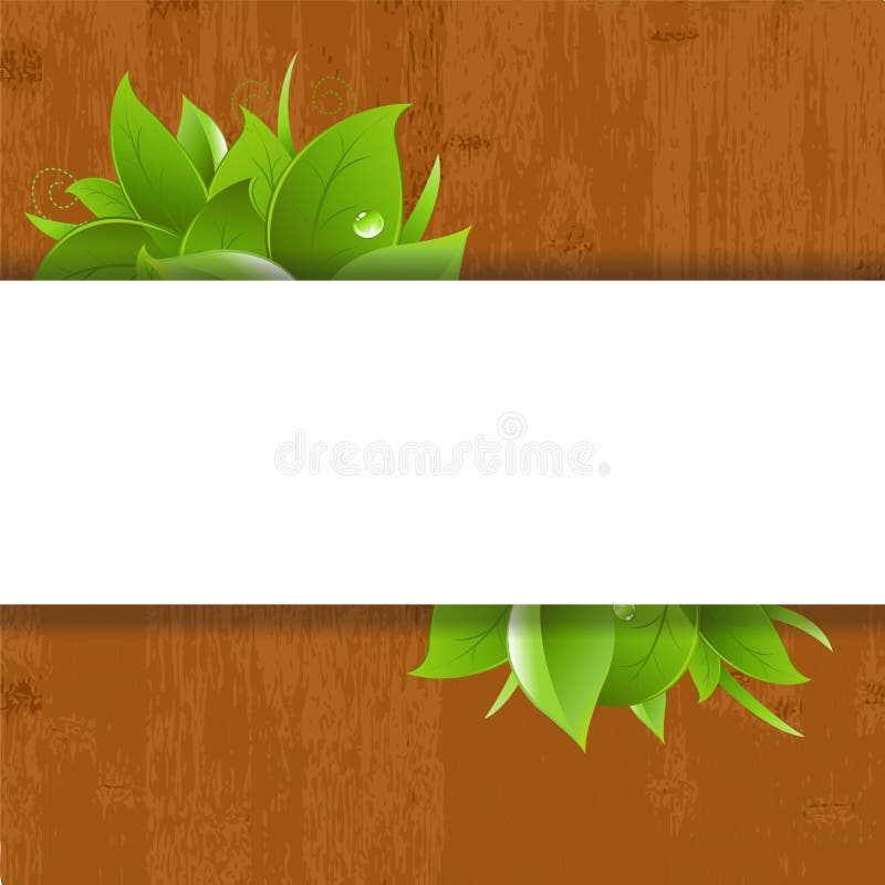 Wood Background with Leaves Stock Vector - Illustration of leaf, grain ...