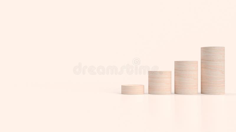 The Wood Bar Chart for Business Concept 3d Rendering Stock Illustration ...