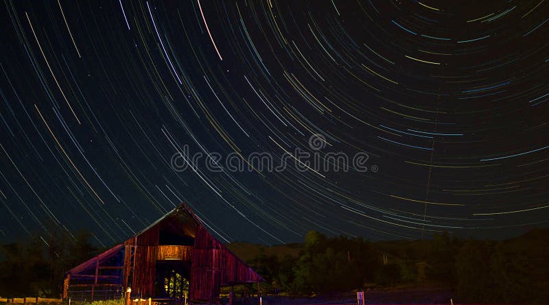 Wood barn with star trails stock photo. Image of agriculture - 25665704