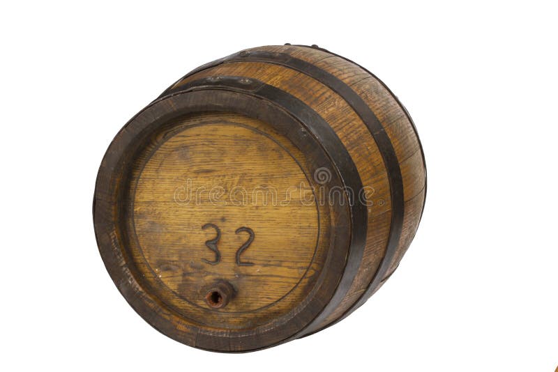 Wood Barrel With Steel Rings On White Stock Photo - Image of path ...