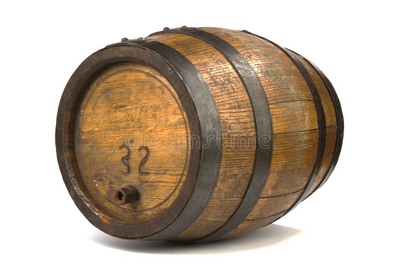 Wood Barrel with Steel Rings on White Background Stock Image - Image of ...