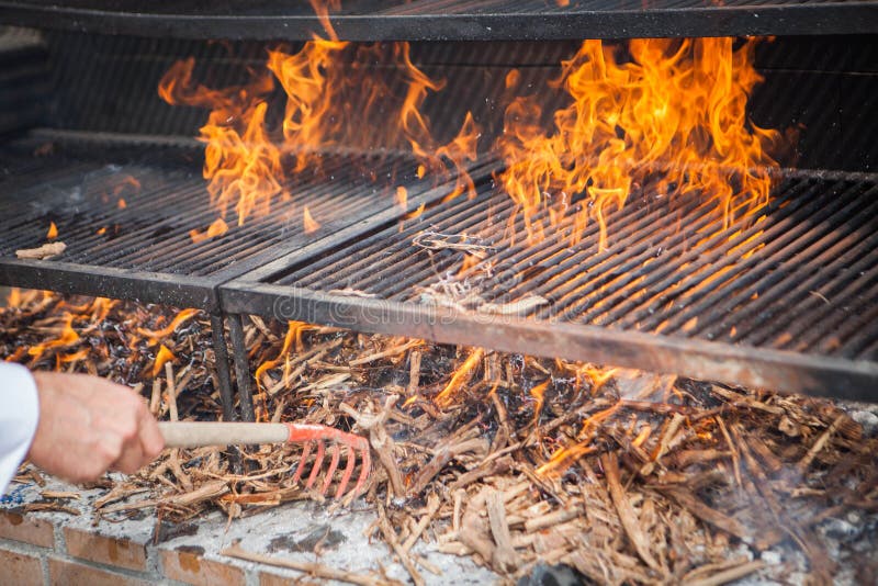Wood BBQ Barbeque Preparation Stock Photo - Image of grilling, smoke ...