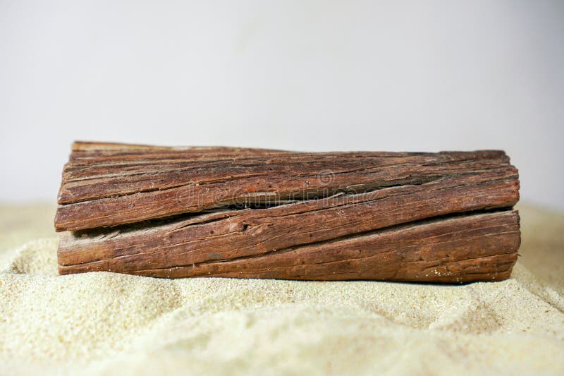 Wood on Beach Sand Isolated Stock Photo - Image of piece, ocean: 377858842