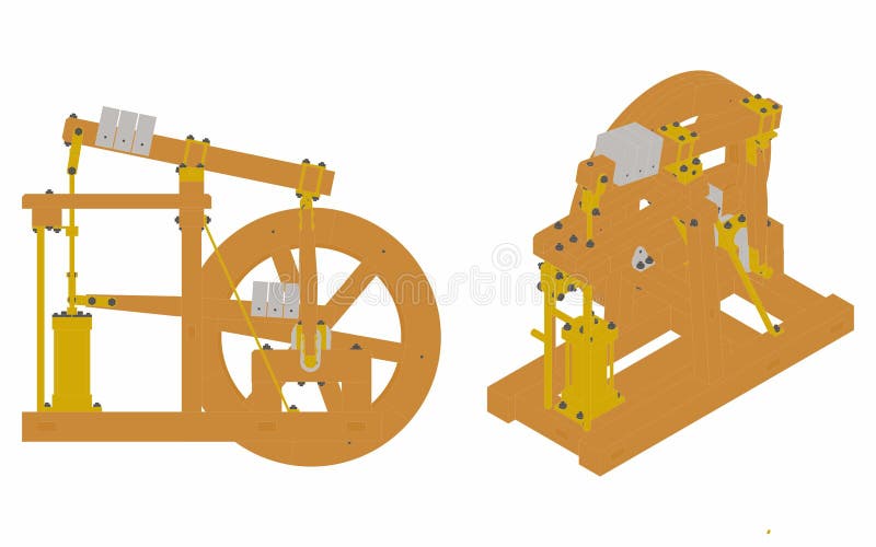 Wood Beam Engine Original and Simple Colored Stock Vector ...