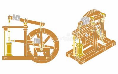 Wood Beam Engine without Outline and Colored Stock Vector ...