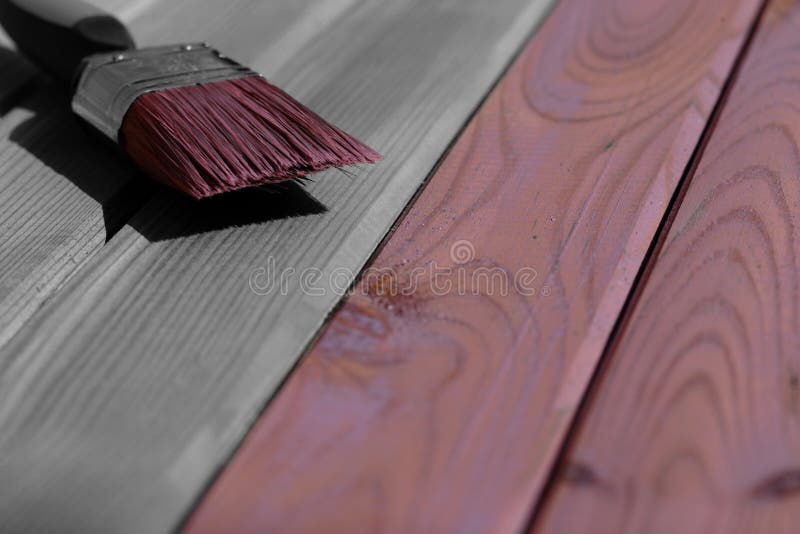Wood Being Stained with a Paintbrush Stock Image - Image of colour ...