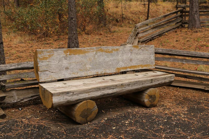 Wood bench in the fall stock image. Image of tree, timbered - 301388521