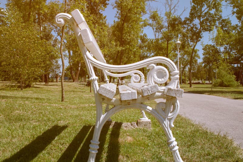 Wood Benches with Cast Iron Frame Stock Photo - Image of park, frame ...