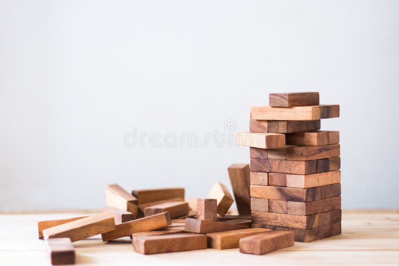 Wood Block Stack Tower on Woodtable Stock Image - Image of building ...