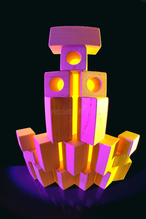 Wood Blocks in Colored Light Stock Photo - Image of unprocessed, shapes ...