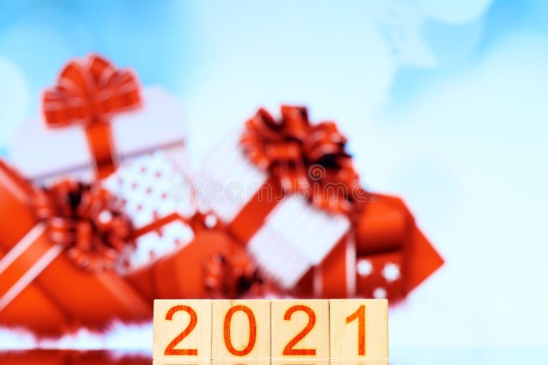 2021.wood Blocks with the Inscription 2021 on the Background of Boxes ...