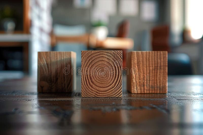 Wood Blocks on the Office Desk. Blank Space To Add Design or Text ...