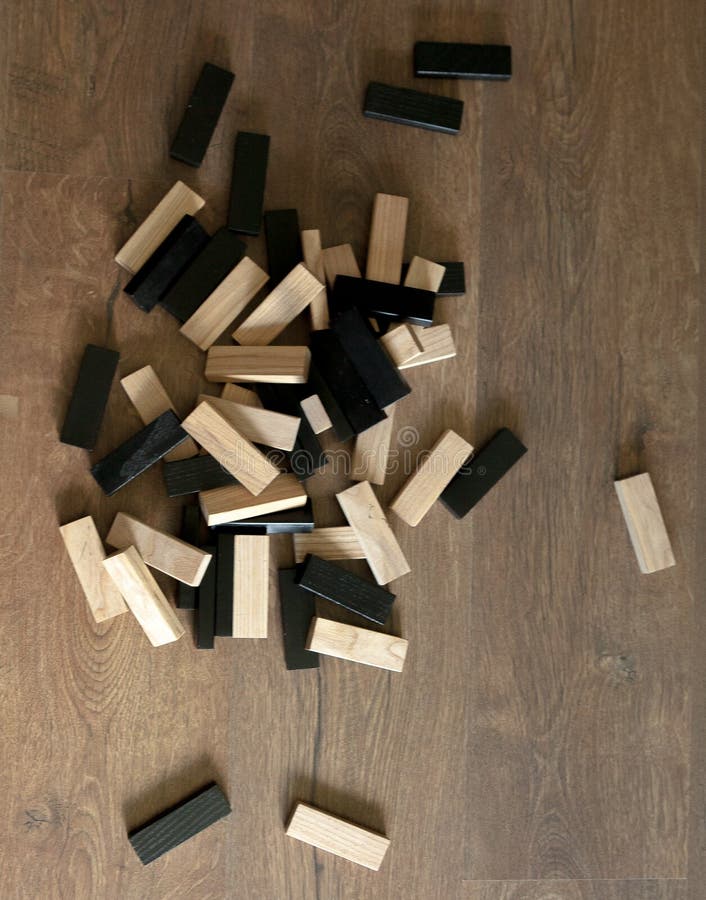 Wood Blocks Stack Game with Copy Space, Background. Ending the Game ...