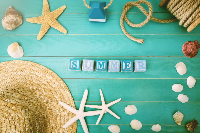 Wood Blocks on a Table with Summer Message Stock Image - Image of ...