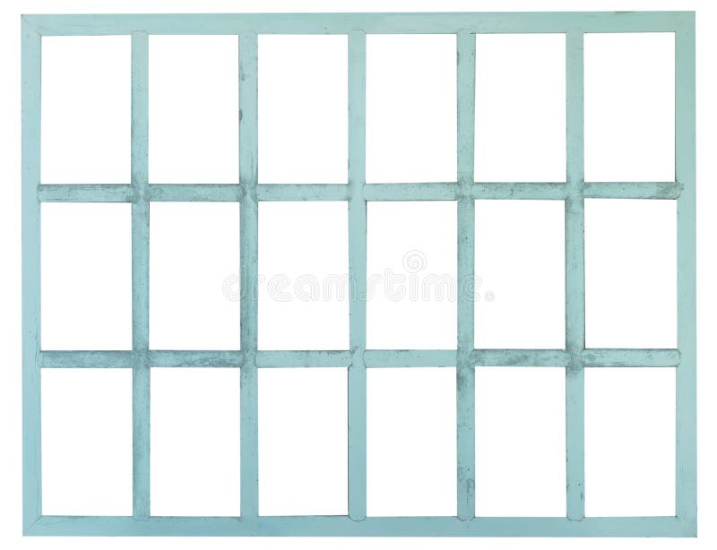 Blue Painted Wooden Window Frame Isolated on a White Background Stock ...